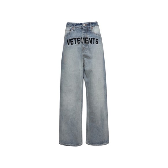 Vetements | Jeans | Vetements Embroidered Logo Baggy Jeans Light Blue ...